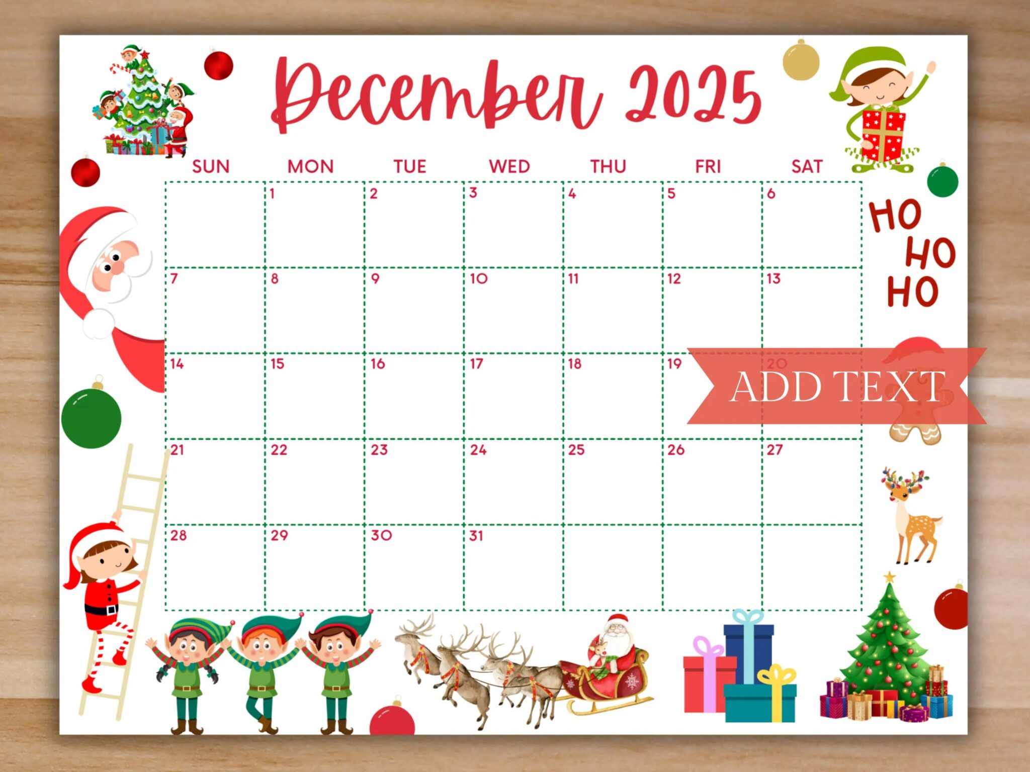 December Christmas 2025 Blank Calendar - 2025 Free Blank Calendar Pages